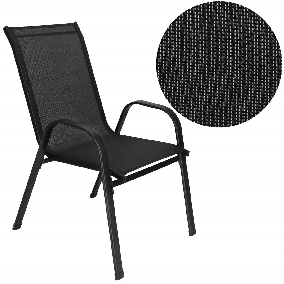 Krzesło tarasowe metalowe na taras i balkon, z textillene 120 kg czarne - Springos | Sklep EMPIK.COM