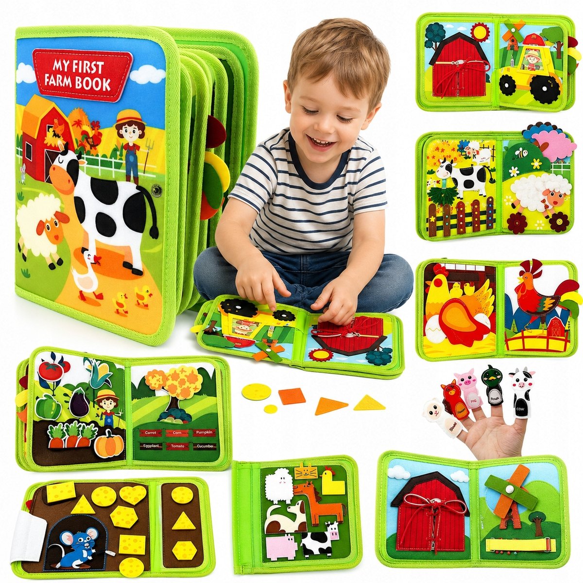 KSIĄŻECZKA SENSORYCZNA Edukacyjna Filcowa Farma na Rzepy Montessori ...