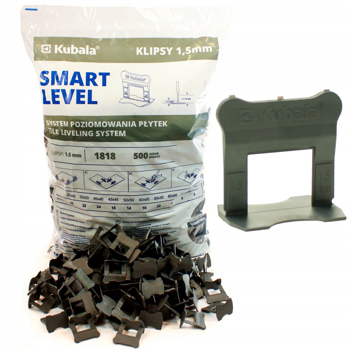 Kubala 1818 Smart Level Klipsy Do Poziomowania Płytek 1,5Mm 500 Sztuk ...