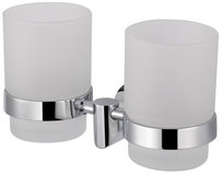 Kubeczek łazienkowy na szczoteczki szklany wiszący podwójny chrom ...