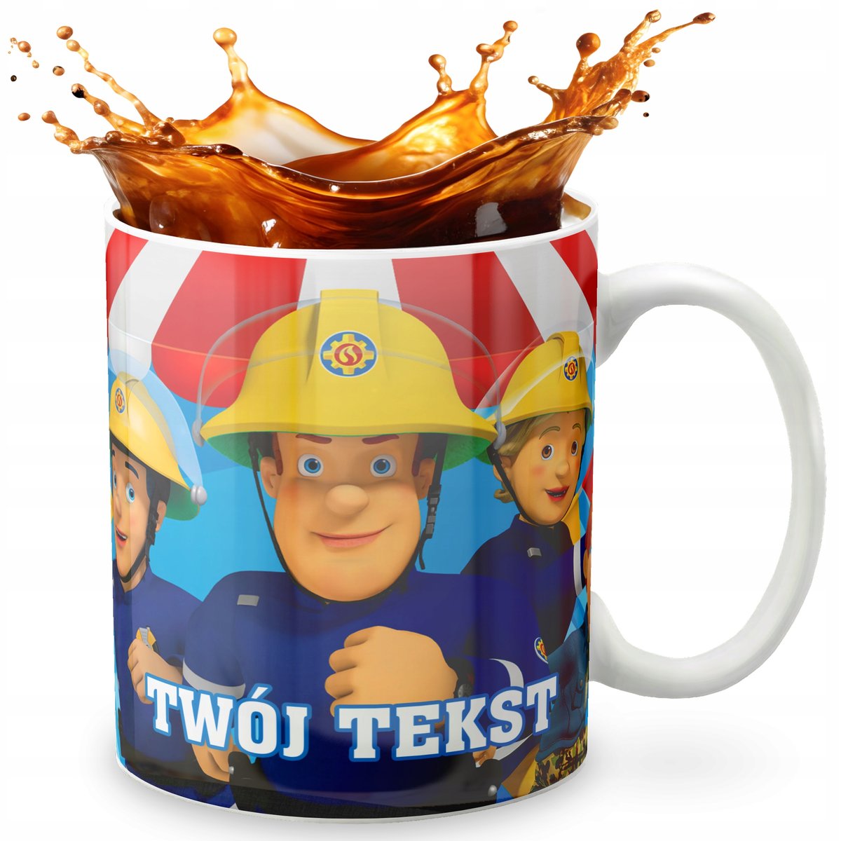 KUBEK 330ml GRAFIKA PREZENT ŚWIĘTA WZÓR - BAJKA STRAŻAK SAM + IMIĘ ...