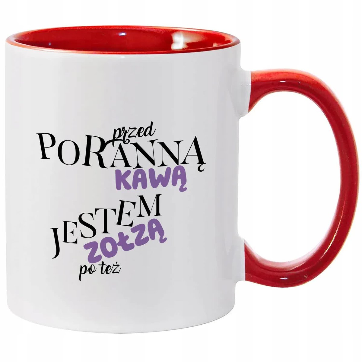 Kubek Biało Czerwony PRZED PORANNĄ KAWĄ JESTEM ZOŁZĄ Na Prezent Do Pracy Wz - Inna marka | Sklep ...