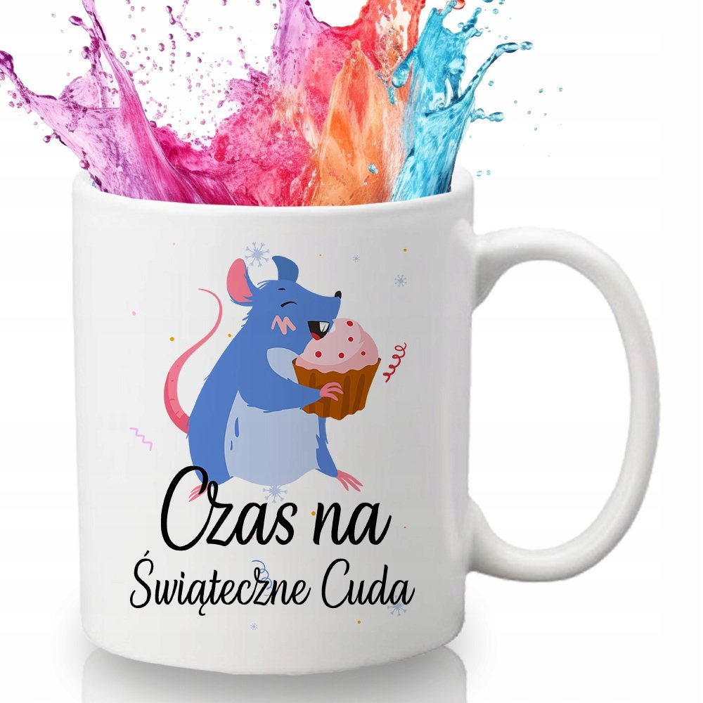 Kubek BIAŁY Ceramiczny Prezent Mikołajki Święta CZAS NA ŚWIĄTECZNE CUDA ...