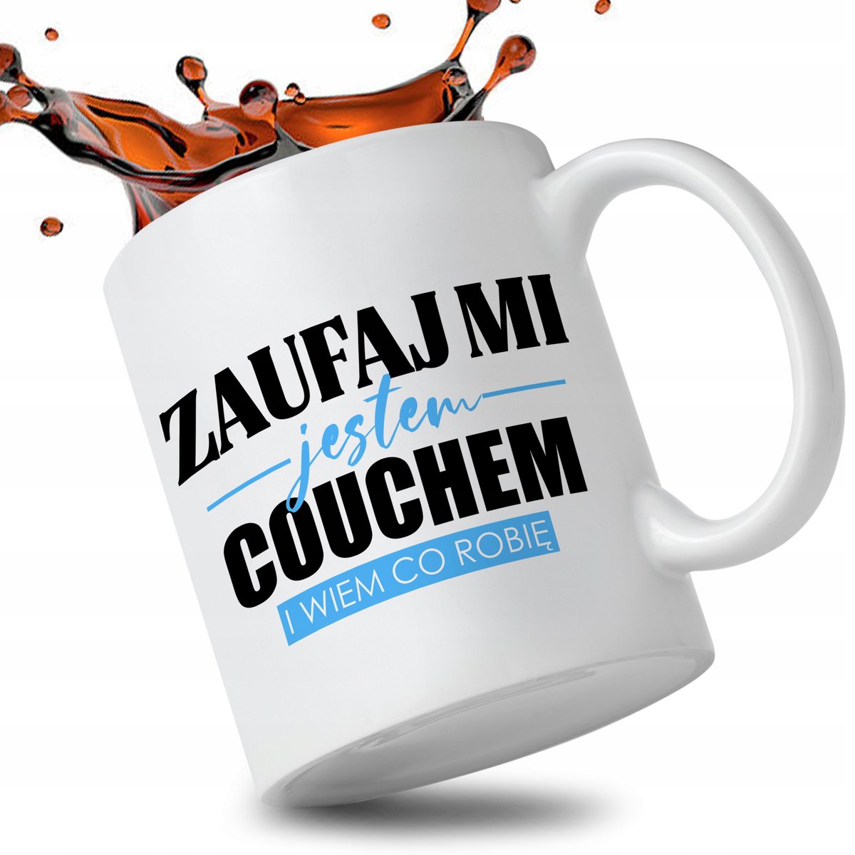 KUBEK BIAŁY IDEALNY PREZENT DLA COUCHA NA KAŻDĄ OKAZJE URODZINY ŚWIĘTA ...