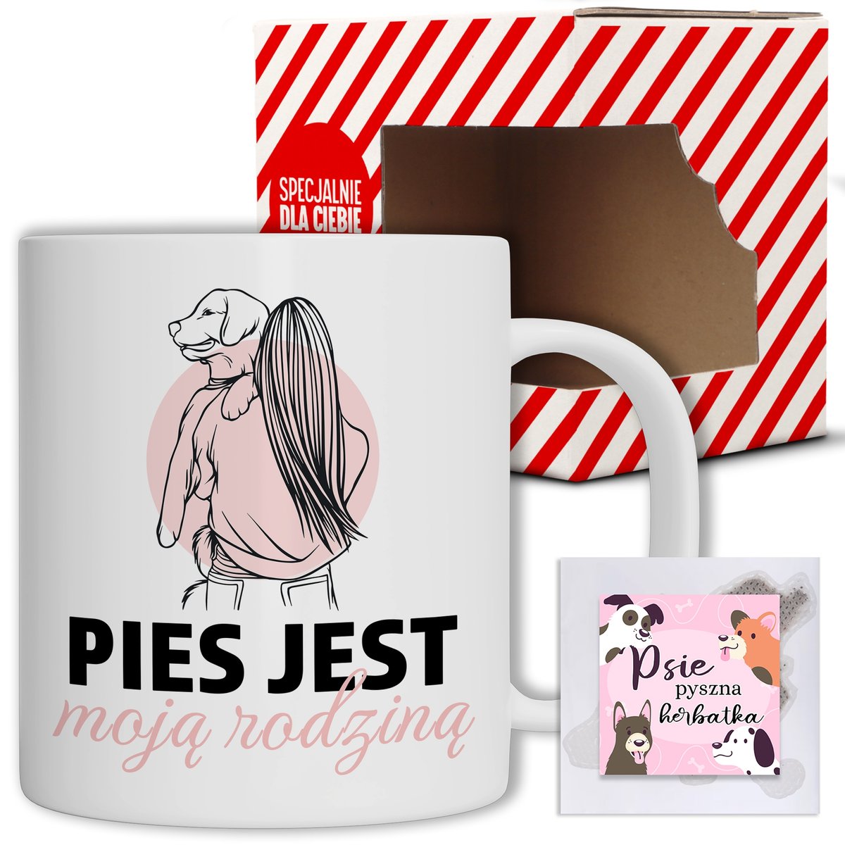 KUBEK BIAŁY PREZENT DLA PSIARZA FANA PIES JEST MOJĄ RODZINĄ PSIA ...