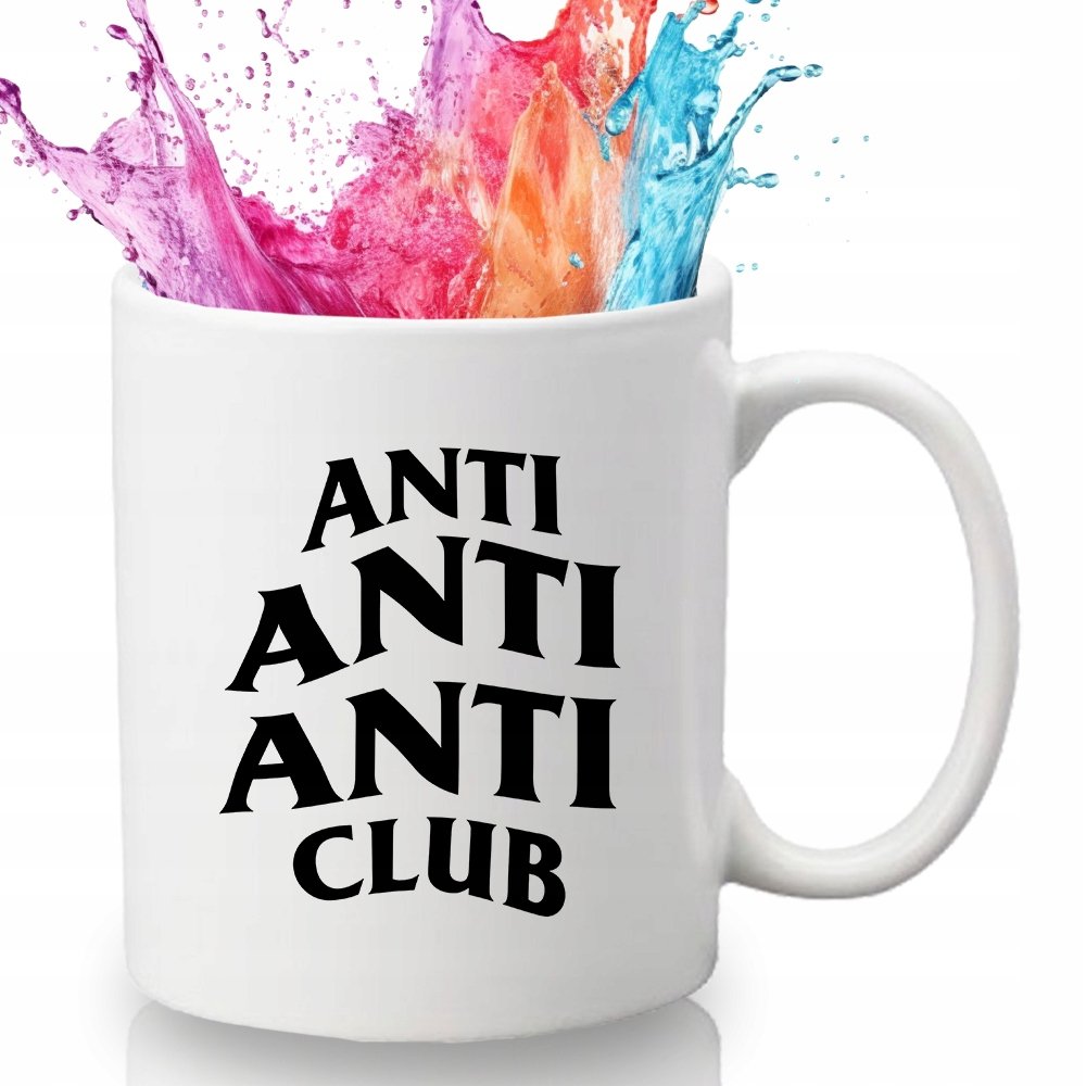 Kubek Biały Upominek Zabawny Gadżet Młodzieżowy ANTI ANTI ANI CLUB TIK ...