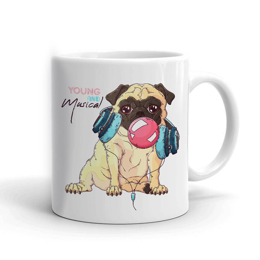 Kubek BIAŁY z nadrukiem na prezent pieski MOPSY 02 - StyleCouture ...