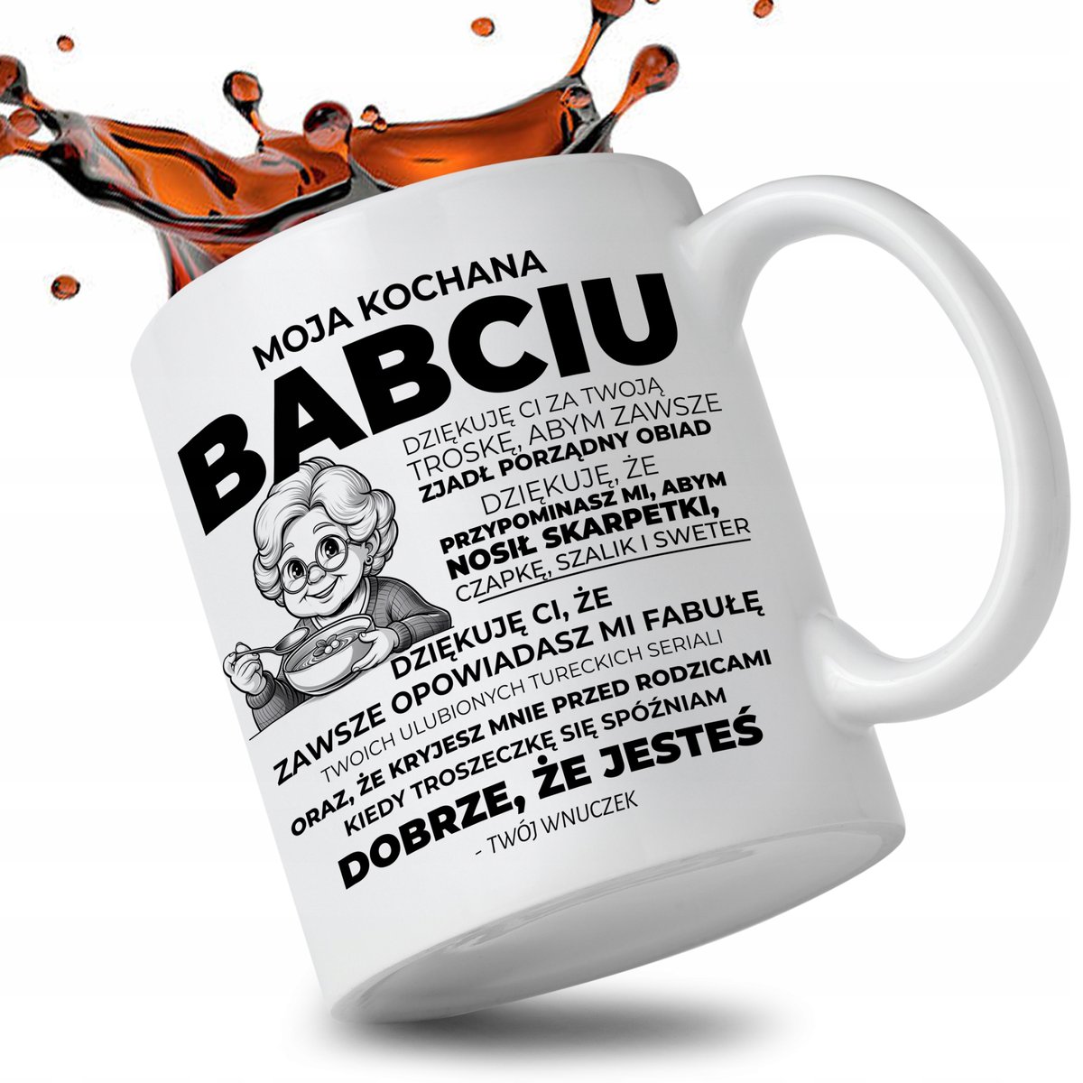 KUBEK BIAŁY ZABAWNY PREZENT DLA BABCI OD WNUCZKA DZIEŃ BABCI I DZIADKA WZ - StyleCouture | Sklep ...
