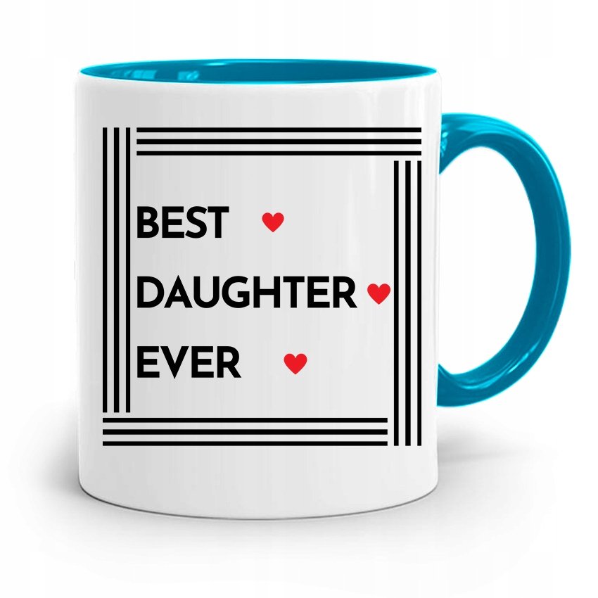 KUBEK BŁĘKITNY DLA CÓRKI BEST DAUGHTER EVER z Nadrukiem ze Zdjęciem ...