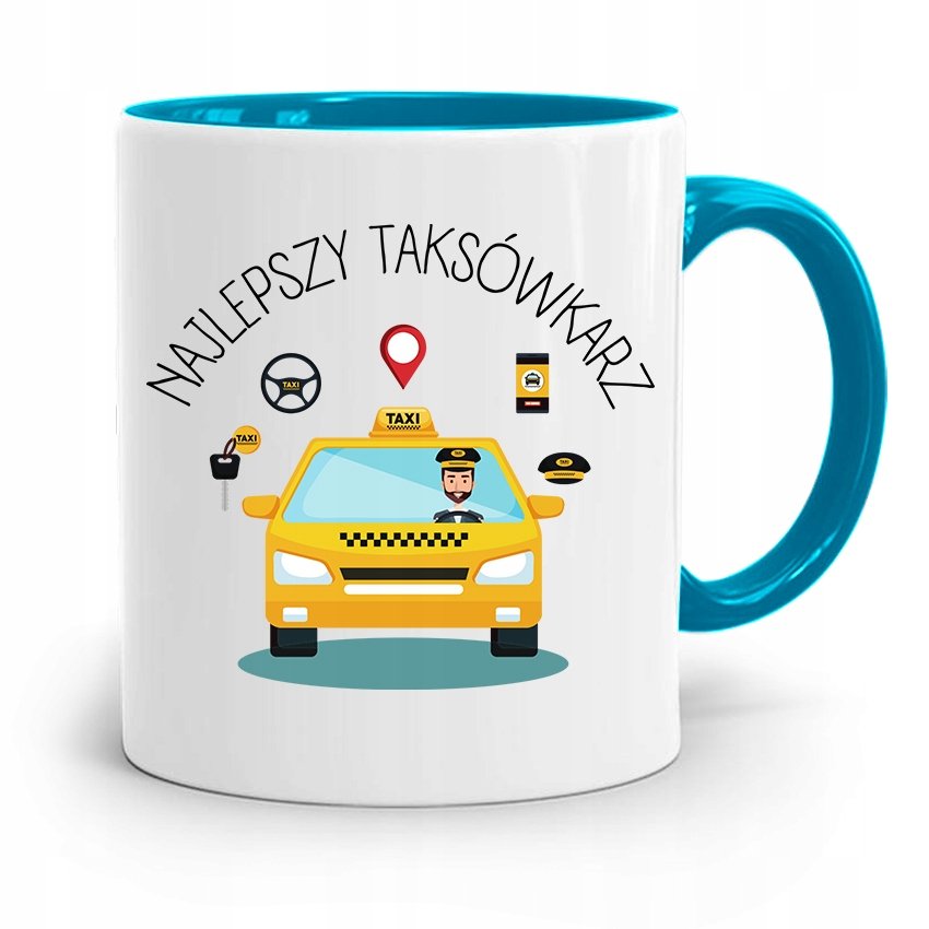 KUBEK BŁĘKITNY DLA TAKSÓWKARZA NAJLEPSZY PREZENT z Nadrukiem ze Zdjęciem - PoliDraw | Sklep ...