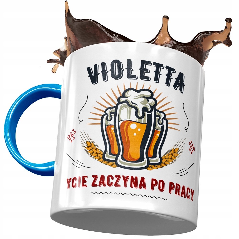 Kubek Błękitny Dla Violetty Koleżanki Prezent z Nadrukiem ze Zdjęciem ...