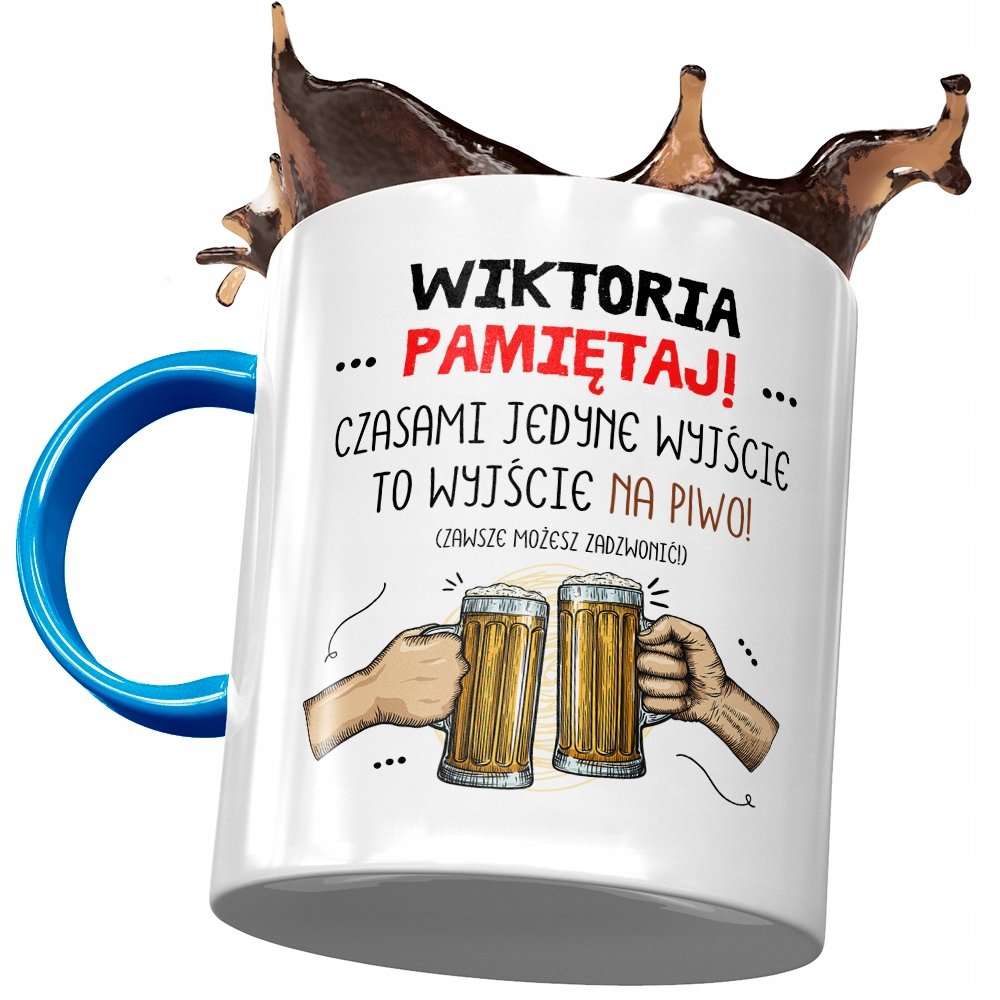 Kubek Błękitny Dla Wiktorii Koleżanki na Prezent z Nadrukiem ze ...
