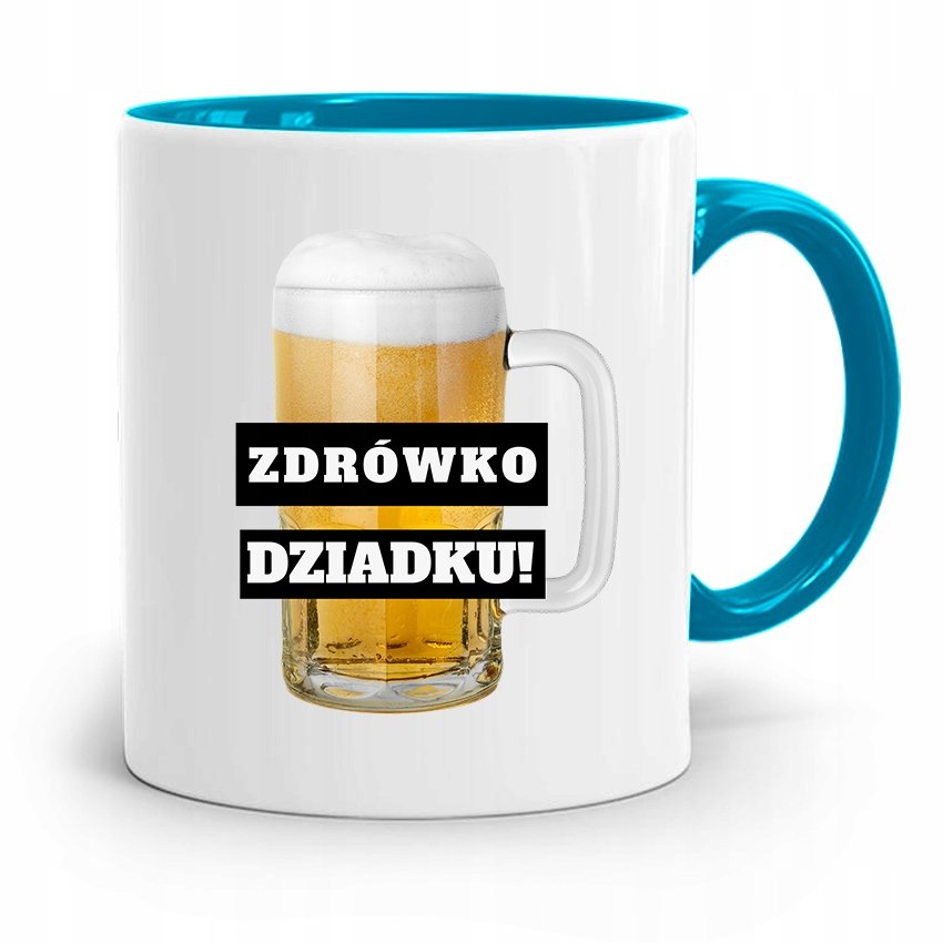 KUBEK BŁĘKITNY DZIEŃ DZIADKA ZDRÓWKO DZIADKU z Nadrukiem ze Zdjęciem ...