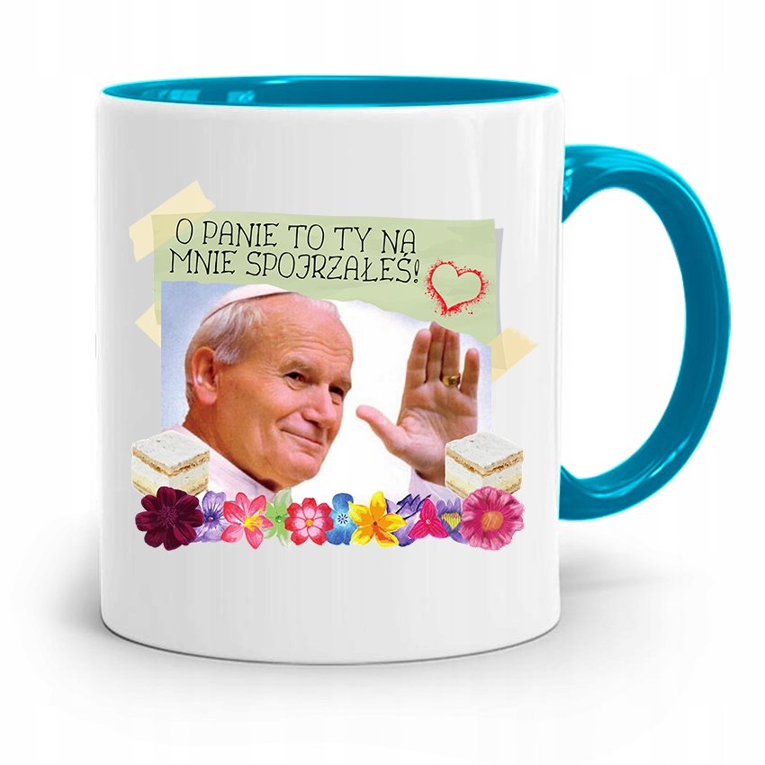 KUBEK BŁĘKITNY JAN PAWEŁ II PAPIEŻ O PANIE PREZENT z Nadrukiem ze Zdjęciem - PoliDraw | Sklep ...