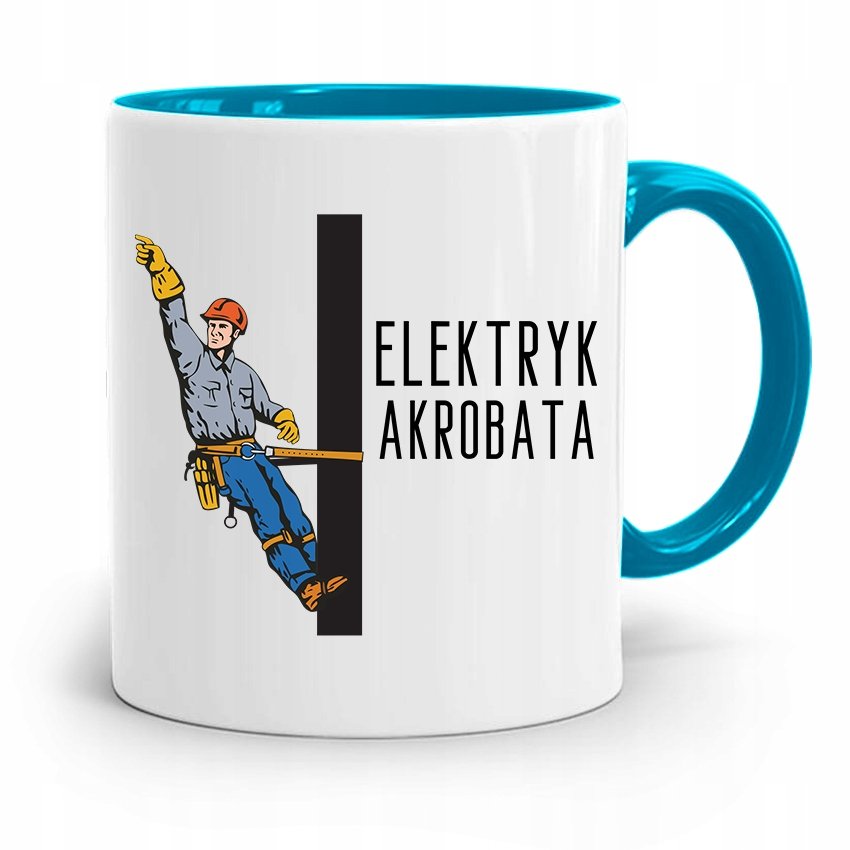 KUBEK BŁĘKITNY PREZENT DLA ELEKTRYKA AKROBATY z Nadrukiem ze Zdjęciem - PoliDraw | Sklep EMPIK.COM