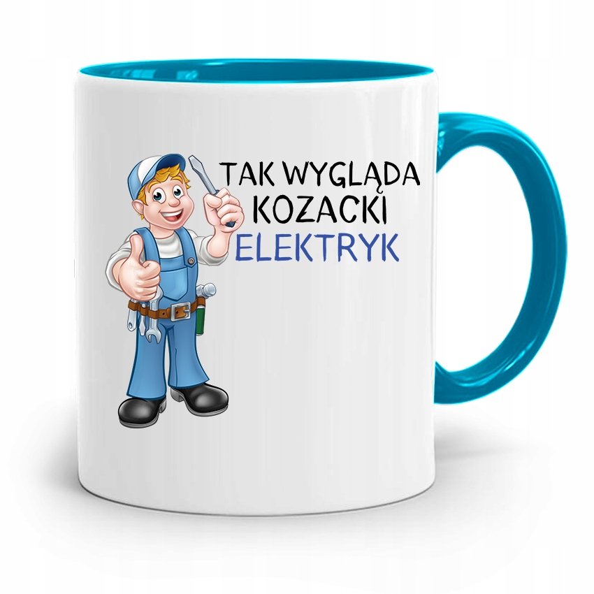 KUBEK BŁĘKITNY PREZENT DLA KOZACKIEGO ELEKTRYKA z Nadrukiem ze Zdjęciem - PoliDraw | Sklep EMPIK.COM