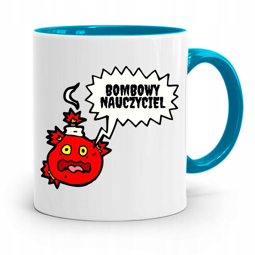 KUBEK BŁĘKITNY REZENT DZIEŃ NAUCZYCIELA BOMBOWY z Nadrukiem ze Zdjęciem ...