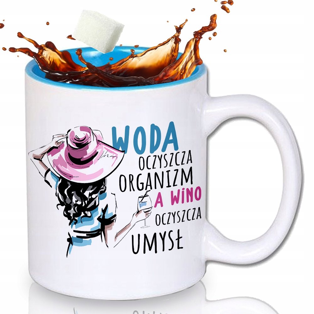 Kubek Błękitny Sarkazm WINO OCZYSZCZA UMYSŁ Wzory - StyleCouture | Sklep EMPIK.COM