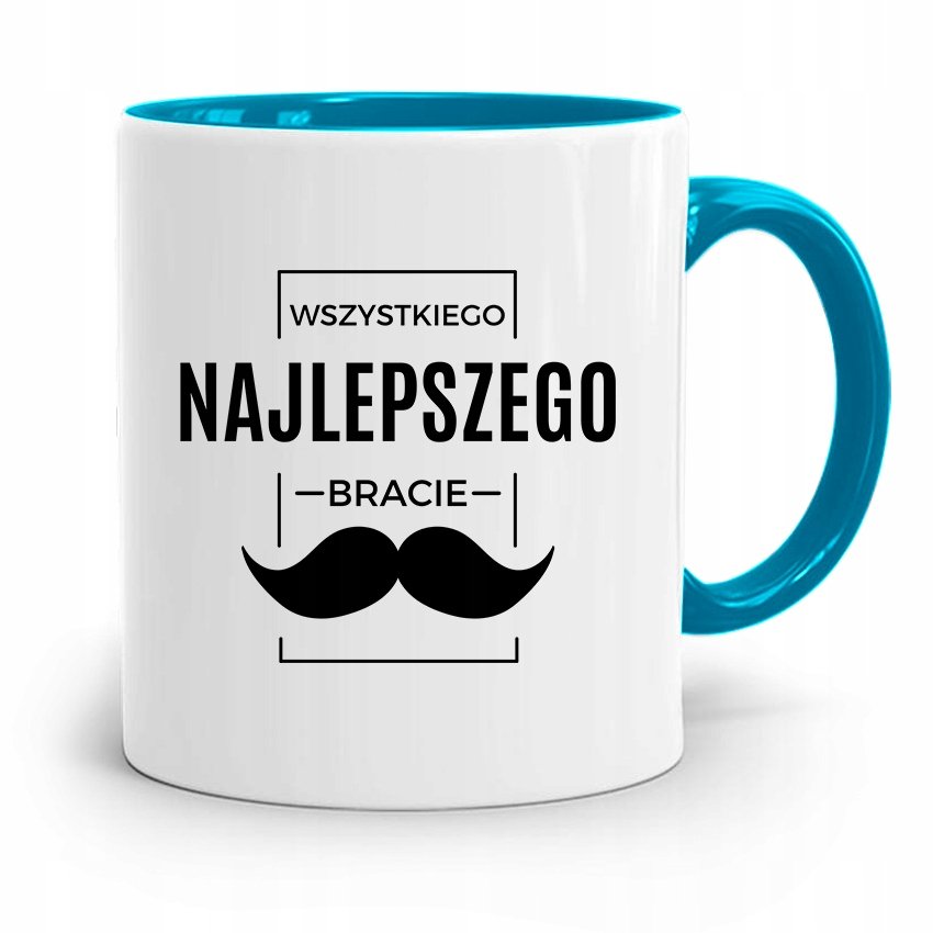 KUBEK BŁĘKITNY WSZYSTKIEGO NAJLEPSZEGO BRACIE z Nadrukiem ze Zdjęciem ...