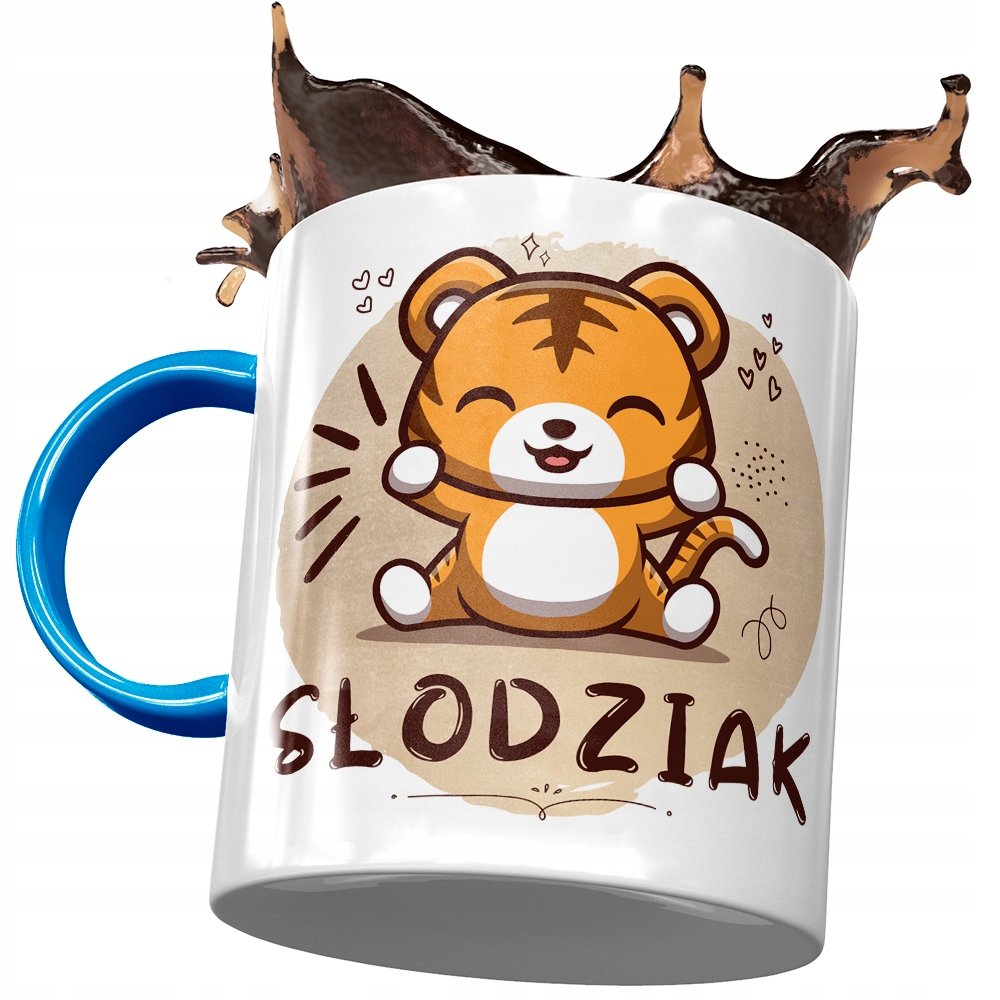 Kubek Błękitny Z Tygryskiem Słodki Na Prezent Z Nadrukiem Ze Zdjęciem ...