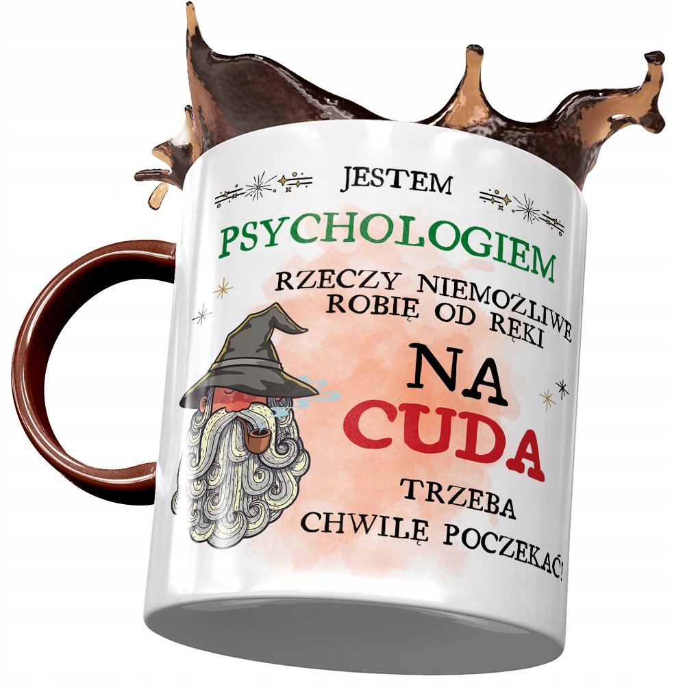 Kubek Bordowy Dla Psychologa Na Cuda Trzeba Chwile z Nadrukiem ze ...