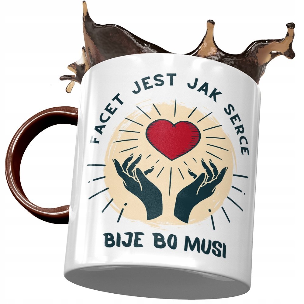 Kubek Bordowy Śmieszny Facet Jest Jak Serce z Nadrukiem ze Zdjęciem - PoliDraw | Sklep EMPIK.COM