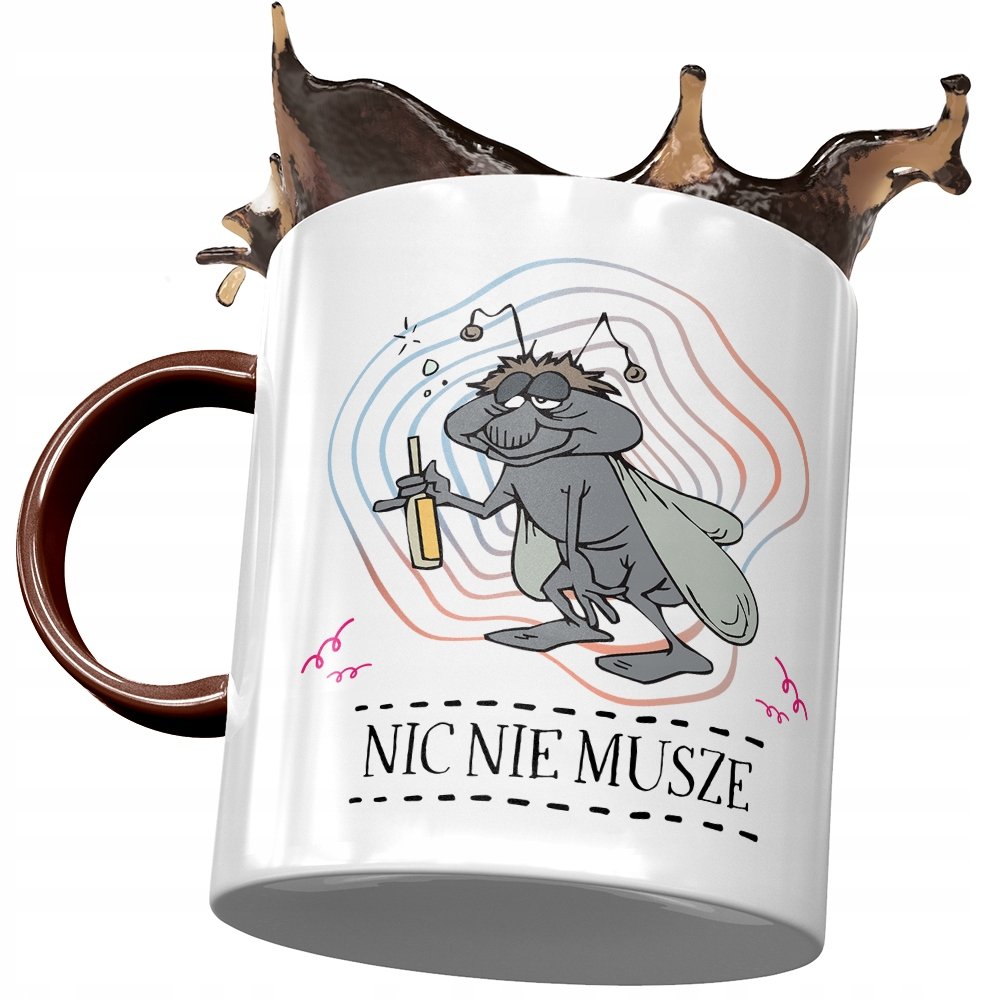 Kubek Bordowy Śmieszny Zabawny Nic Nie Musze z Nadrukiem ze Zdjęciem ...