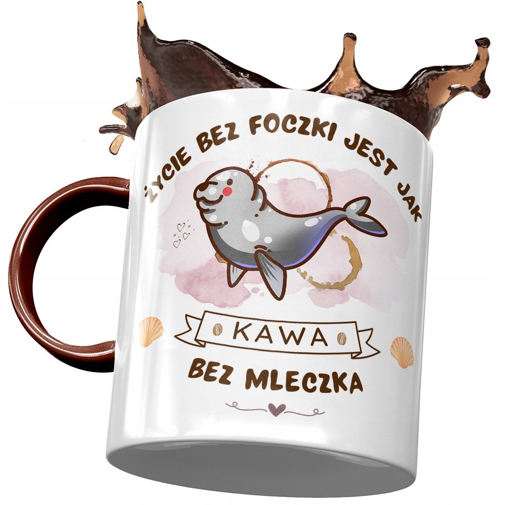Kubek Bordowy z Foką Foczką Foczunią na Prezent z Nadrukiem ze Zdjęciem - PoliDraw | Sklep EMPIK.COM