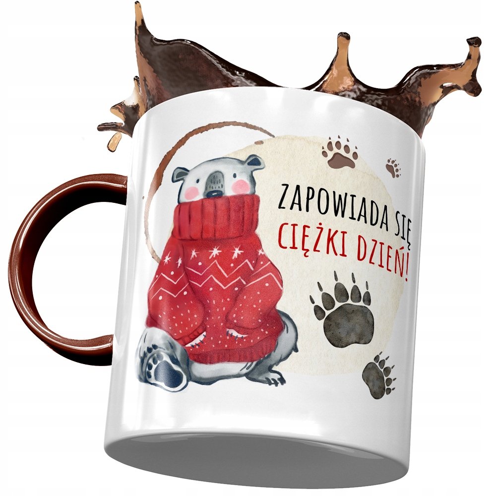Kubek Bordowy z Misiem Miś Słodki na Prezent z Nadrukiem ze Zdjęciem - PoliDraw | Sklep EMPIK.COM