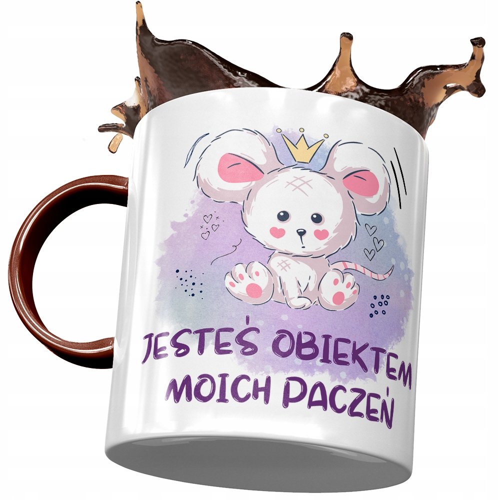 Kubek Bordowy z Myszą Myszką Słodki na Prezent z Nadrukiem ze Zdjęciem ...