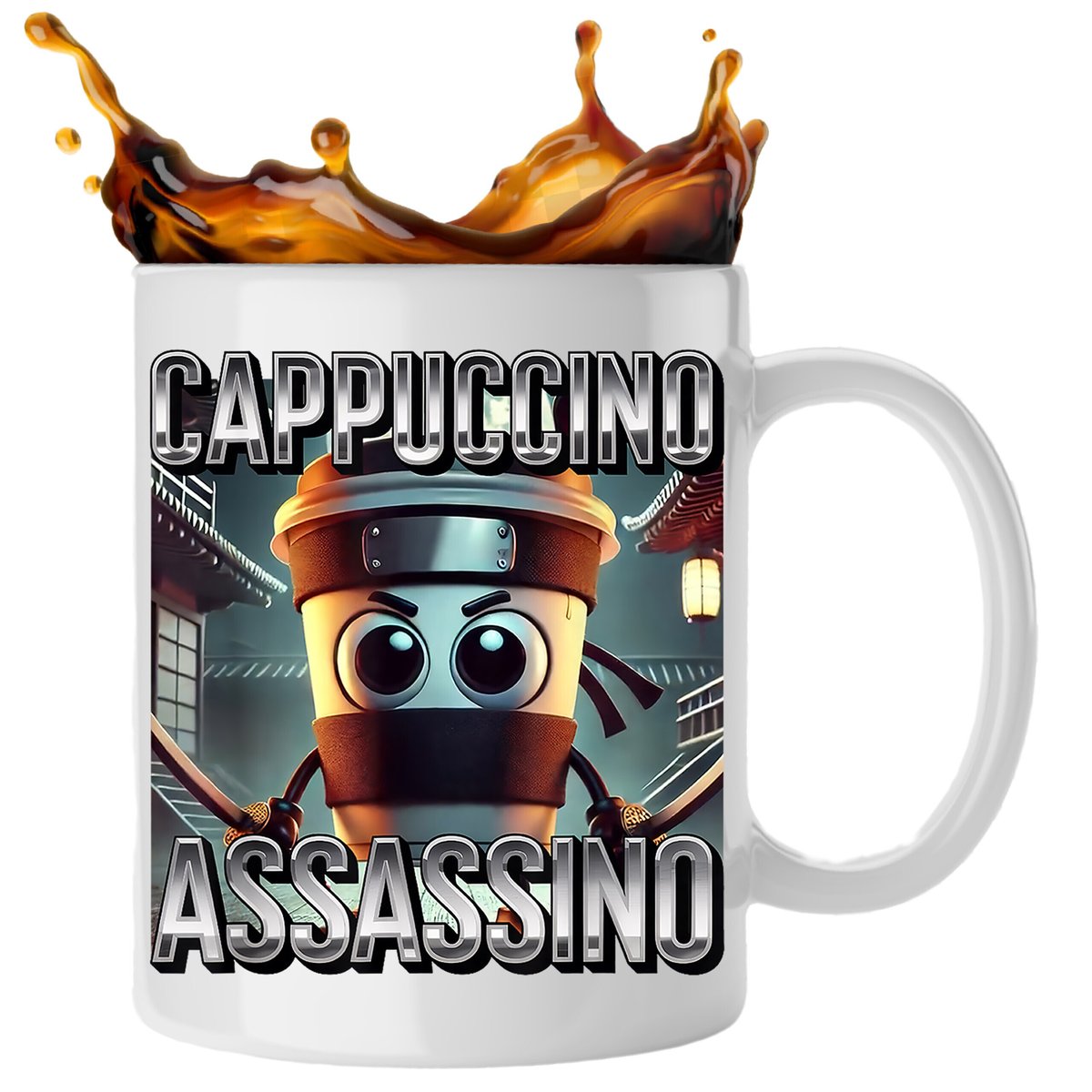 Kubek Brainrot Cappuccino Assassino 330Ml Zestaw Z Nadrukiem Ceramiczny ...