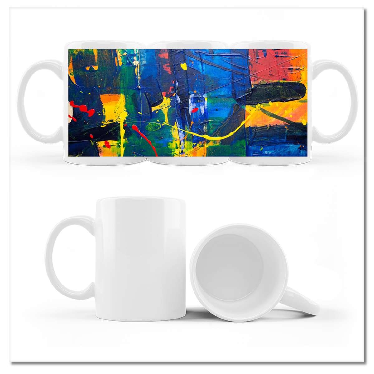 Kubek ceramiczny, Abstrakcja Byk, 330 ml, ZeSmakiem, biały - ZeSmakiem | Sklep EMPIK.COM