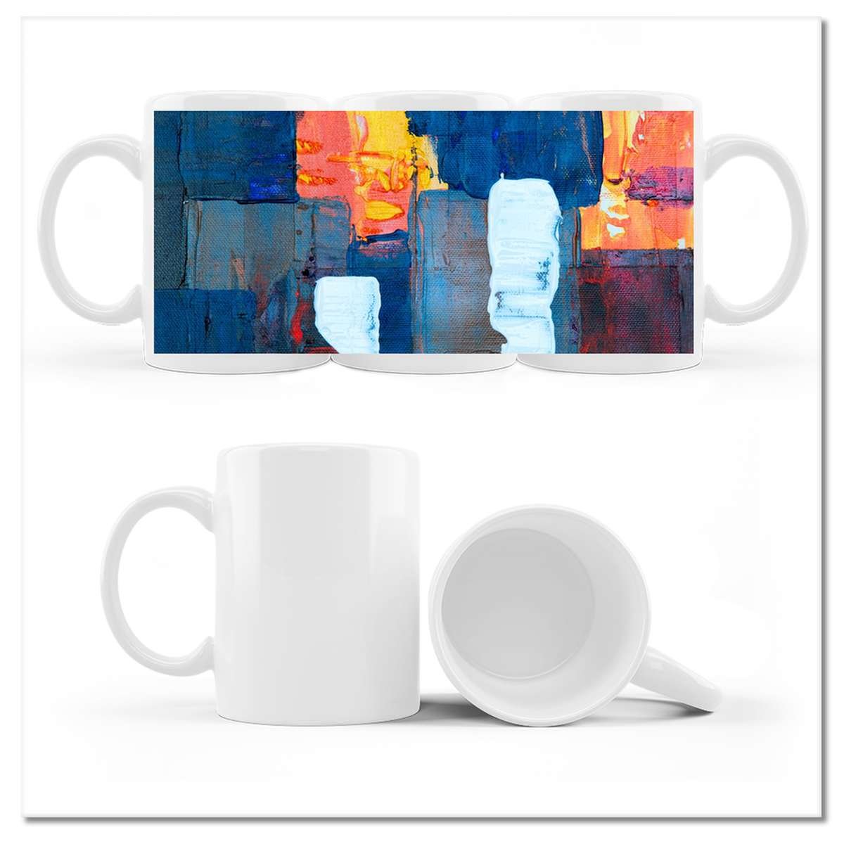Kubek ceramiczny, Abstrakcja Leslie, 330 ml, ZeSmakiem, biały ...