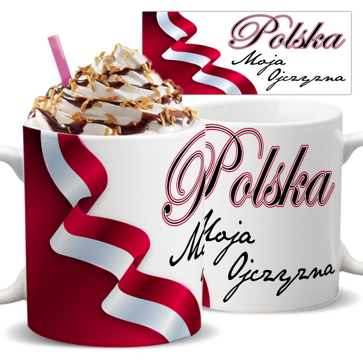 KUBEK Ceramiczny BIAŁY Na Prezent Dla Patrioty POLSKA MOJA OJCZYZNA Wzory - StyleCouture | Sklep ...