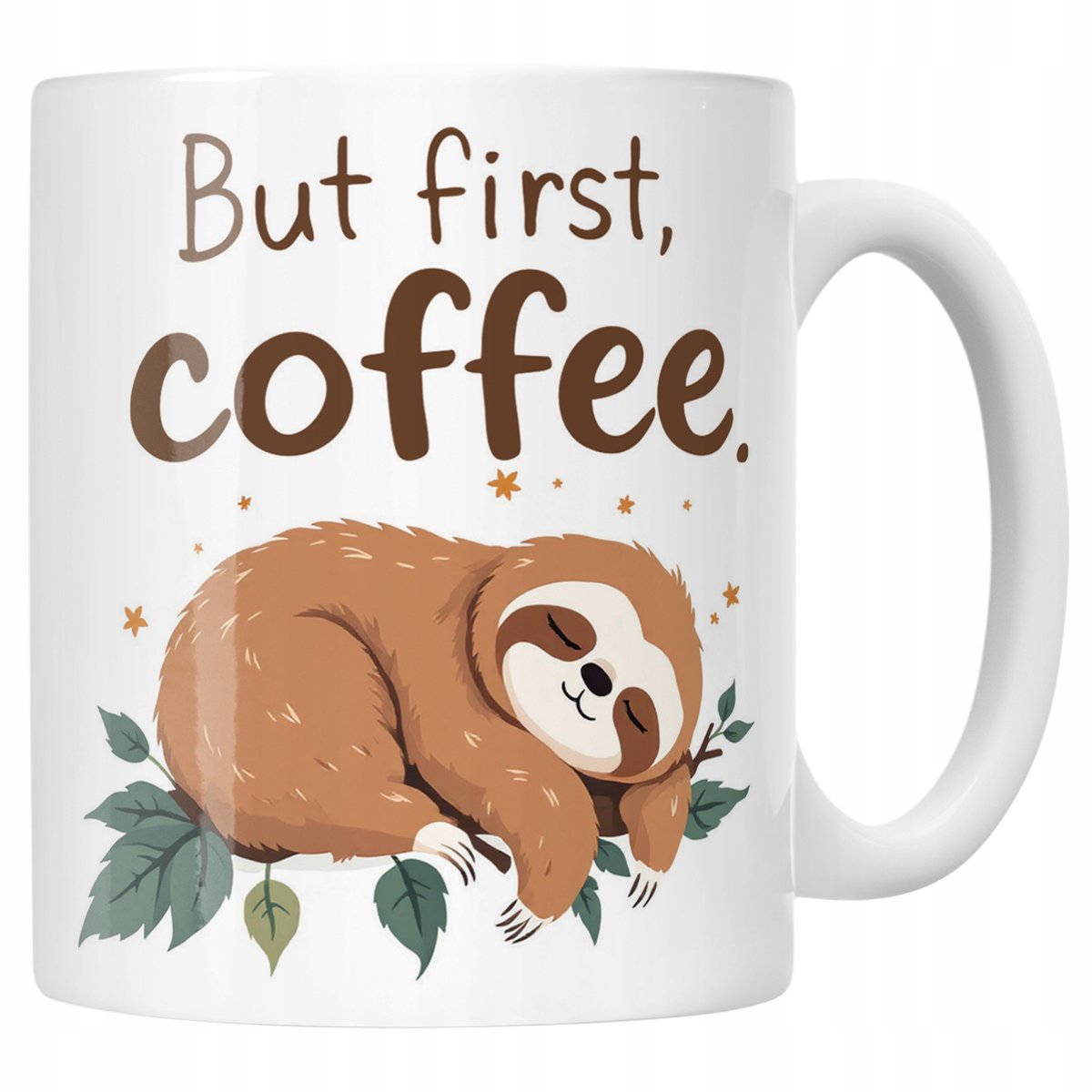 Kubek ceramiczny But First Coffee Kawa Leniwiec Zabawny Prezent - Bullz ...