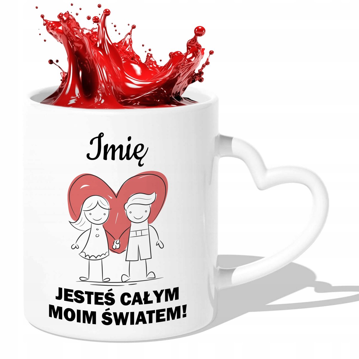 Kubek ceramiczny, Całym Moim Światem TWOJE IMIĘ, 330 ml, StyleCouture, biały - StyleCouture ...