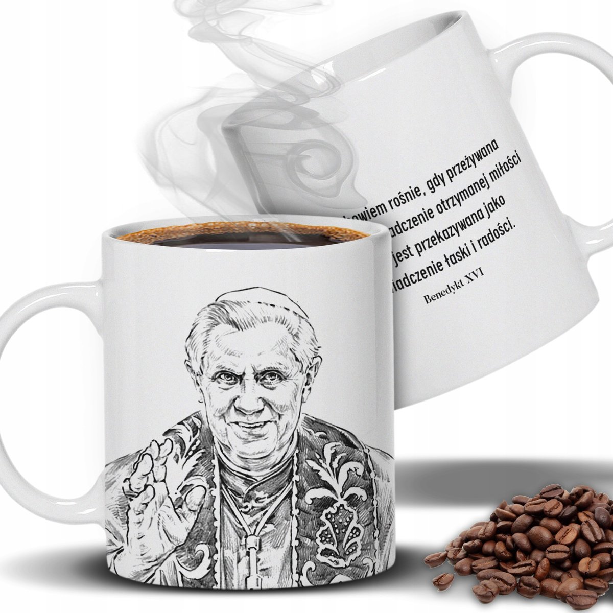 Kubek ceramiczny, Cytaty Z Papieżem BENEDYKT XVI, 330 ml, StyleCouture, biały - StyleCouture ...