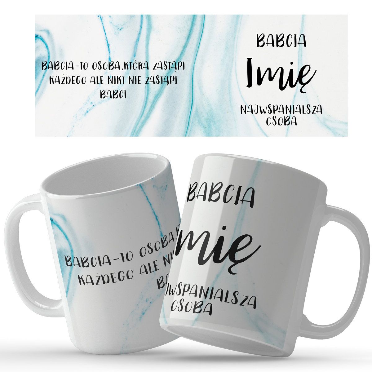 Kubek ceramiczny, Dla NAJWSPANIALSZEJ BABCI IMIĘ, 330 ml, StyleCouture, biały - StyleCouture ...
