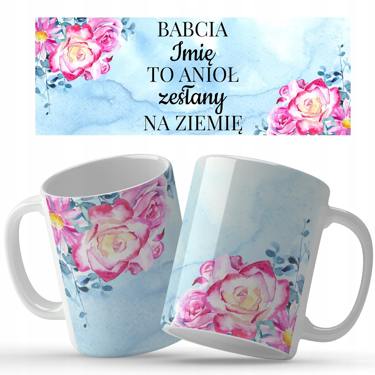 Kubek ceramiczny, dzień babci, Babcia To Anioł IMIĘ, 330 ml, StyleCouture, biały - StyleCouture ...
