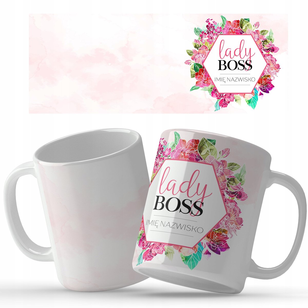 Kubek ceramiczny, dzień kobiet, BOSS LADY Imię, 330 ml, StyleCouture, biały - StyleCouture ...