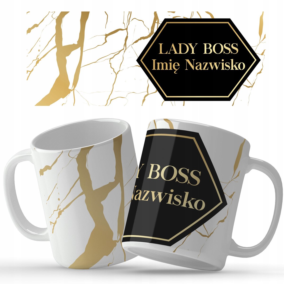 Kubek ceramiczny, dzień kobiet, BOSS LADY Imię, 330 ml, StyleCouture, biały - StyleCouture ...