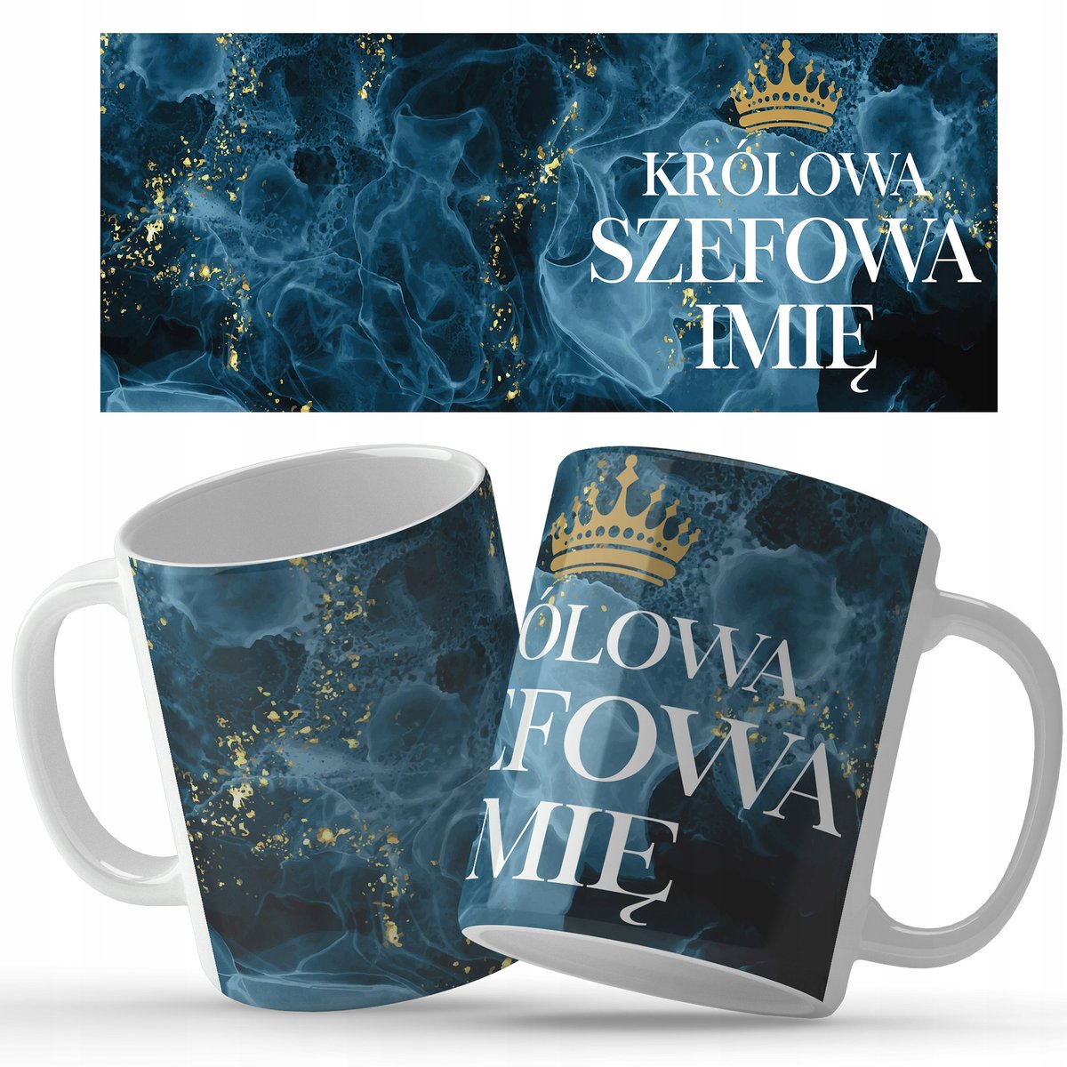 Kubek ceramiczny, dzień kobiet, KRÓLOWA SZEFOWA Imię, 330 ml, StyleCouture, biały - StyleCouture ...
