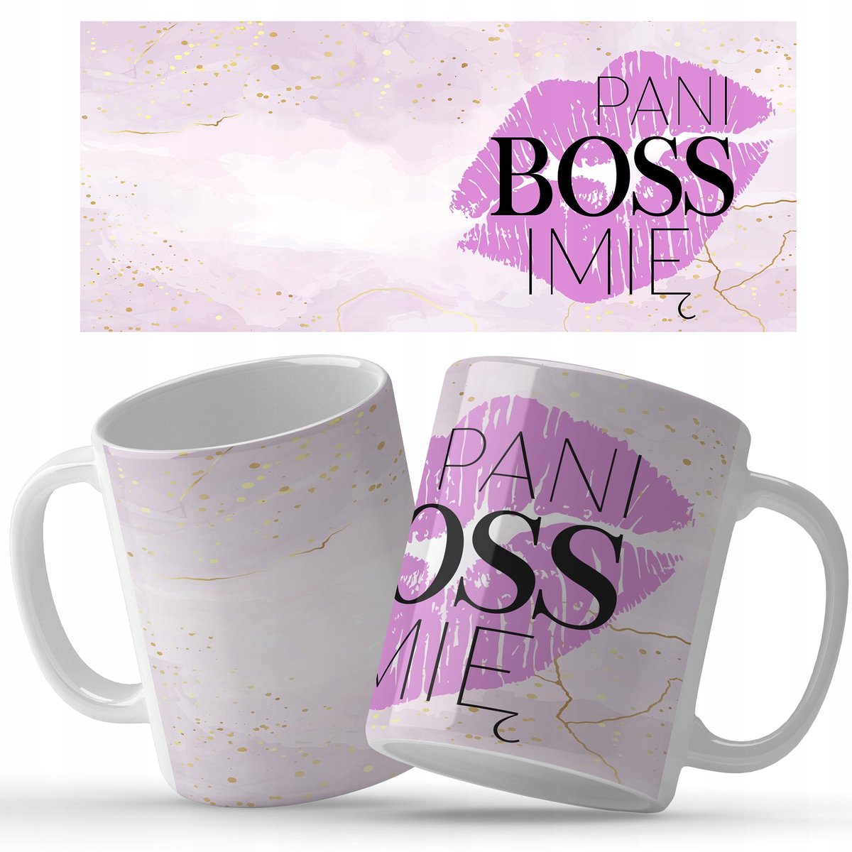 Kubek ceramiczny, dzień kobiet, PANI BOSS Imię, 330 ml, StyleCouture, biały - StyleCouture ...