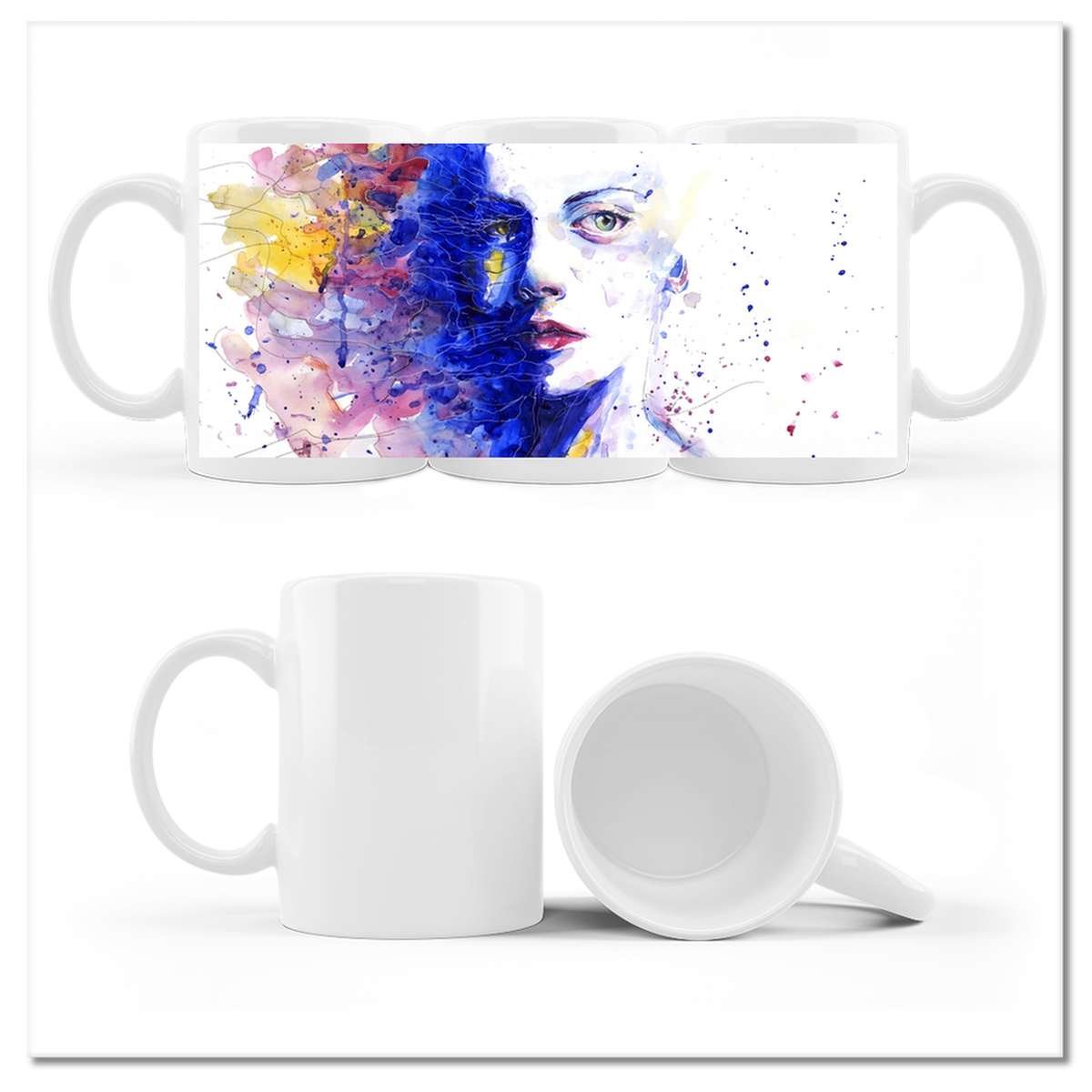 Kubek ceramiczny Foto Akwarela Portret Postać 330 ml, ZeSmakiem ...