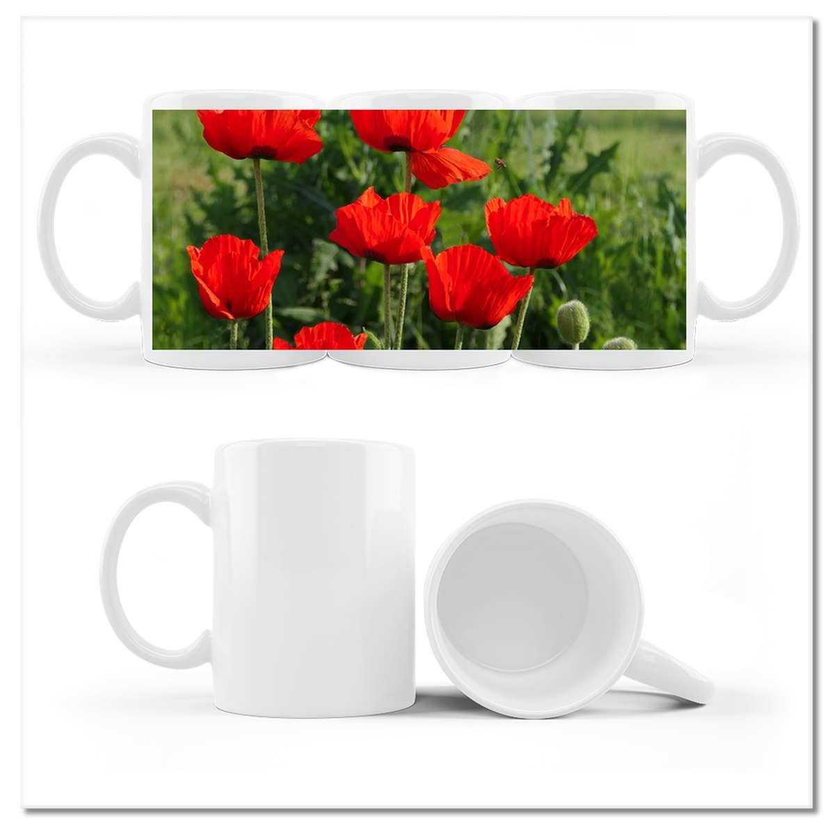 Kubek ceramiczny, Maki, 330 ml, ZeSmakiem, biały - ZeSmakiem | Sklep EMPIK.COM