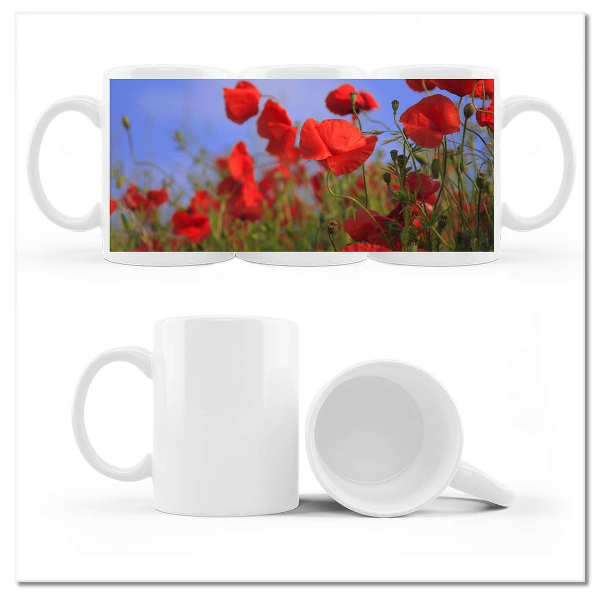 Kubek ceramiczny, Maki na tle nieba, 330 ml, ZeSmakiem, biały - ZeSmakiem | Sklep EMPIK.COM