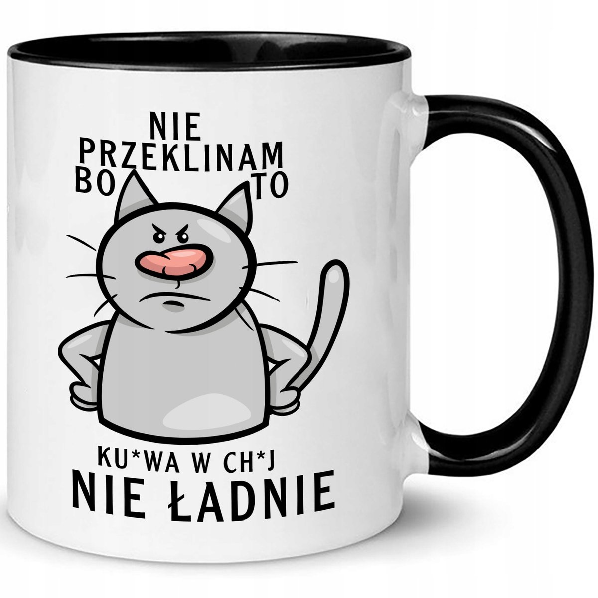 Kubek ceramiczny, Na do PRACY SZKOŁY, 330 ml, StyleCouture, czarny - StyleCouture | Sklep EMPIK.COM