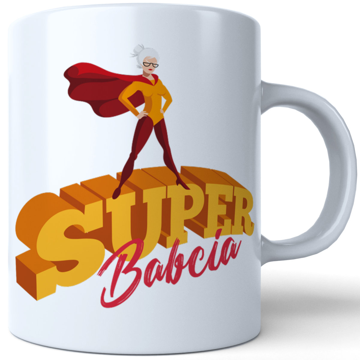 Kubek ceramiczny, na dzień babci, Super Babcia, 330 ml, J&W, biały - J&W | Sklep EMPIK.COM