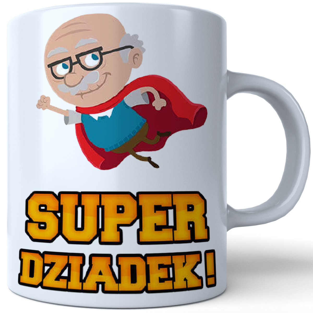 Kubek ceramiczny, na dzień dziadka, Super Dziadek, 330 ml, J&W, biały - J&W | Sklep EMPIK.COM