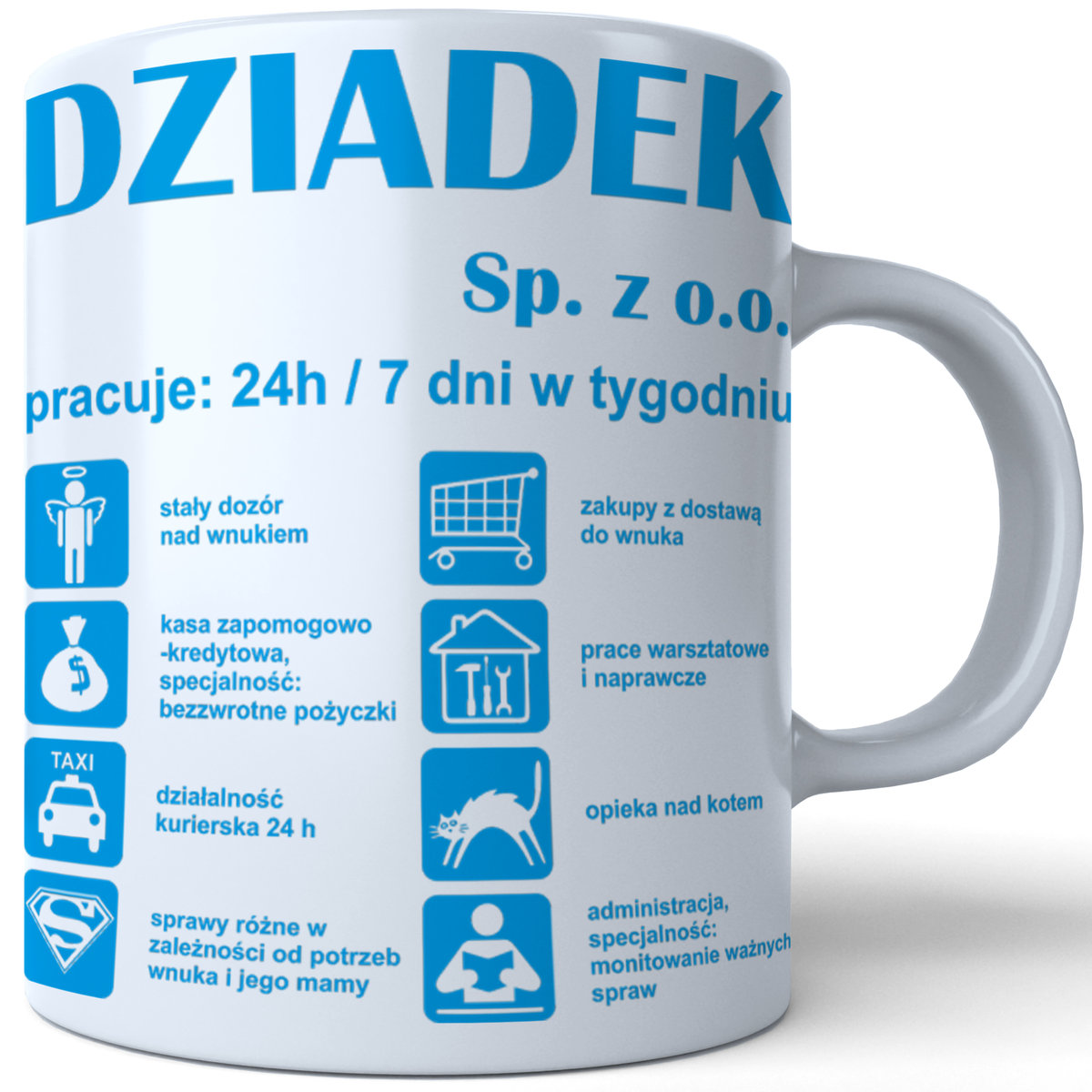 Kubek ceramiczny, na dzień dziadka, Super Dziadek, 330 ml, J&W, biały - J&W | Sklep EMPIK.COM